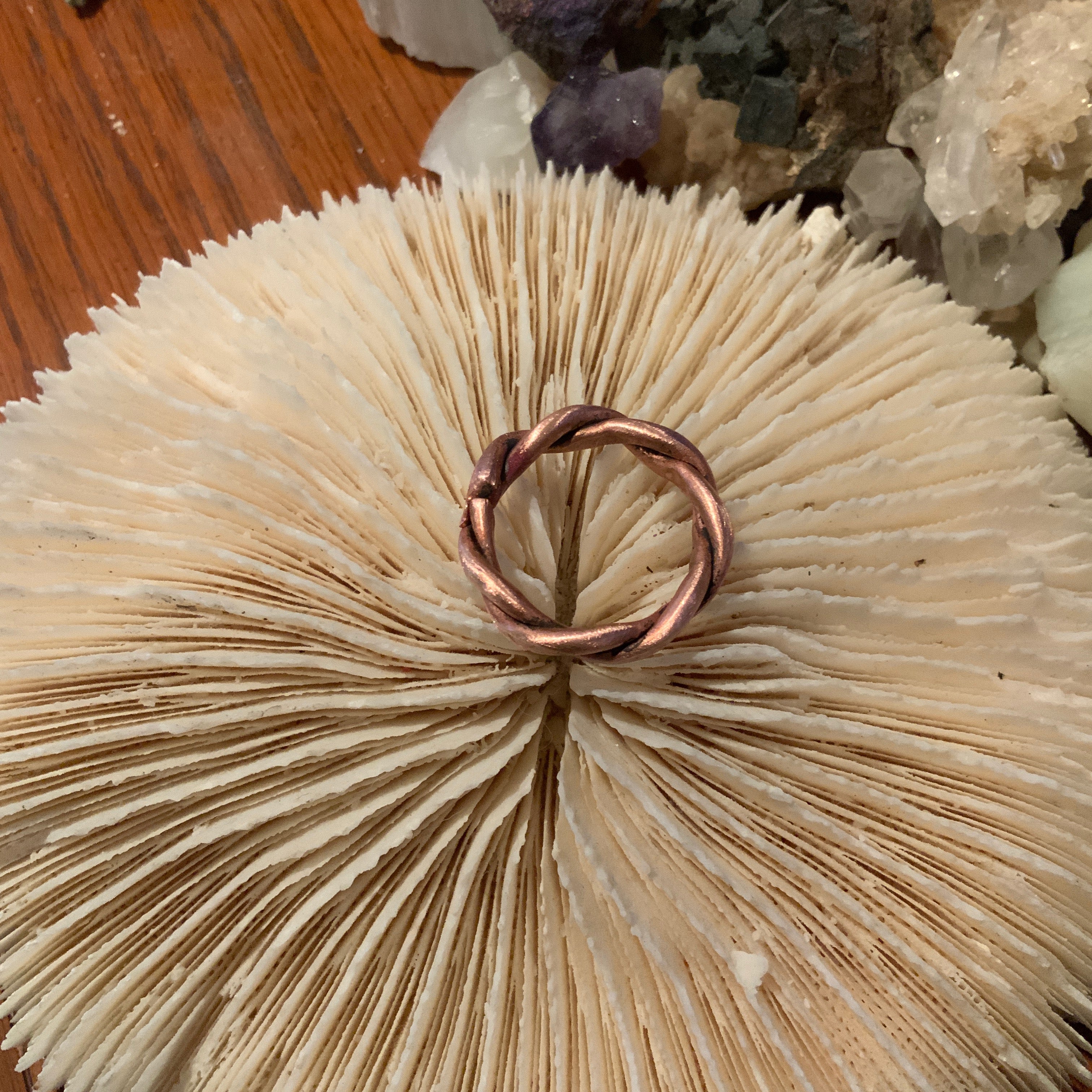 Twisted copper ring store